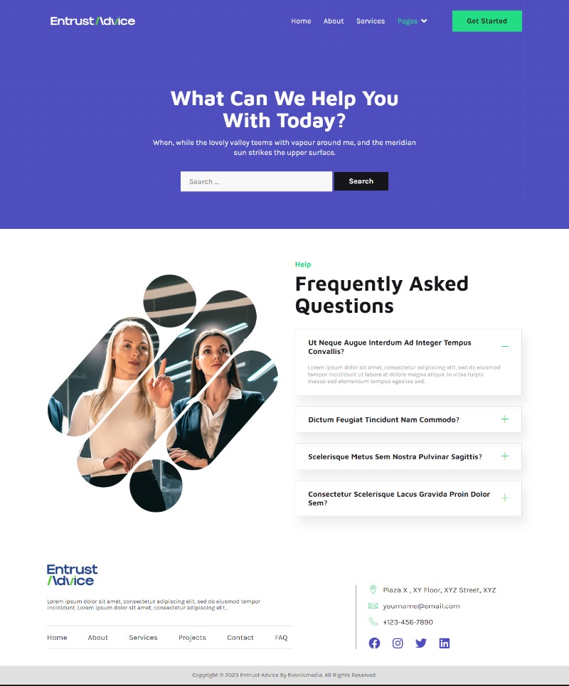 Entrust Advice - Business & Finance Consulting Elementor Template Kit by Evonicmedia